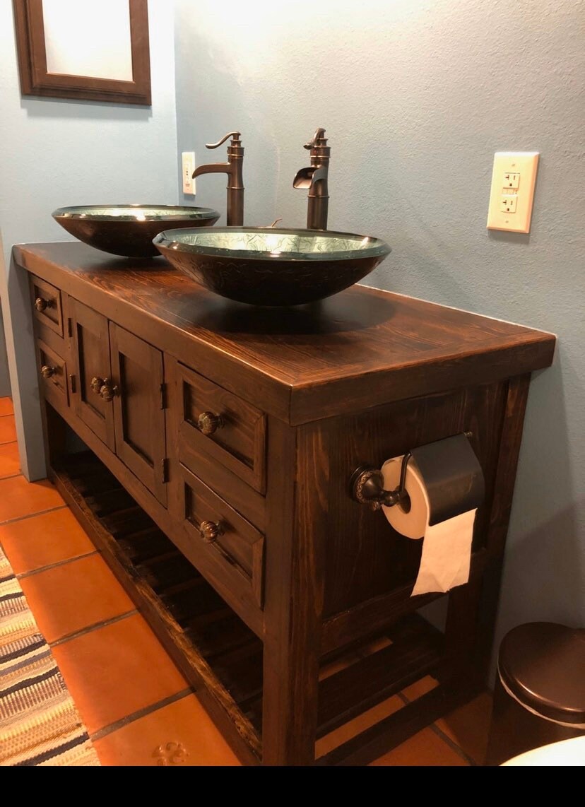 Rustic bathroom vanity ladder bottom – Moreno's - Rustic Furniture