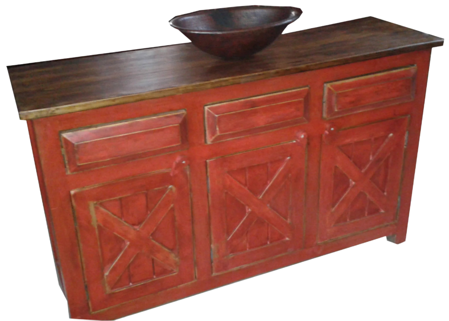 Moreno's - Rustic Red Barn Doors Reclaimed Wood Bathroom Vanity 60"x22 ...