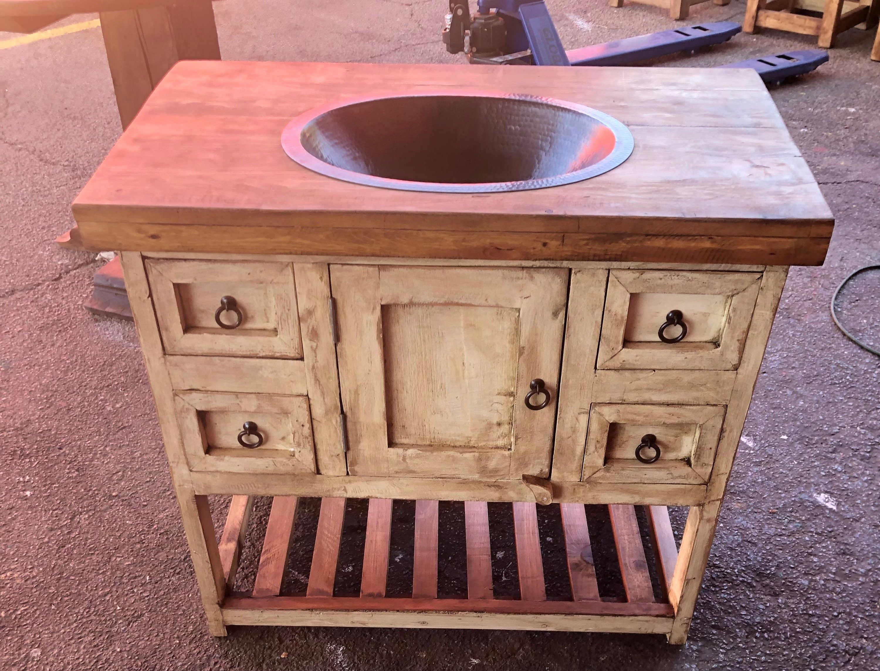 Ladder Bottom Bathroom Vanity – Moreno's - Rustic Furniture